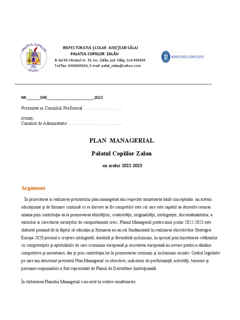 Plan Managerial 2022-2023 | PDF