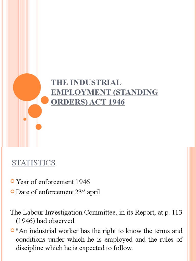 Standing Order Act, 1946 | PDF | Employment | Parliamentary Procedure