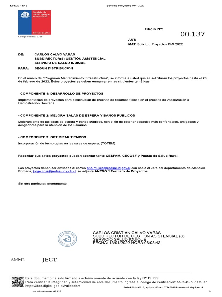 Solicitud Proyectos PMI 2022 | PDF