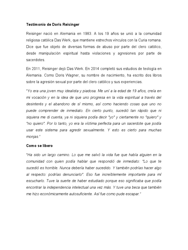 Testimonio de Doris Reisinger | PDF