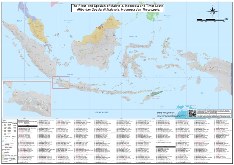 Wall Map The Ribus and Spesials of Malaysia Indonesia and Timor Leste ...