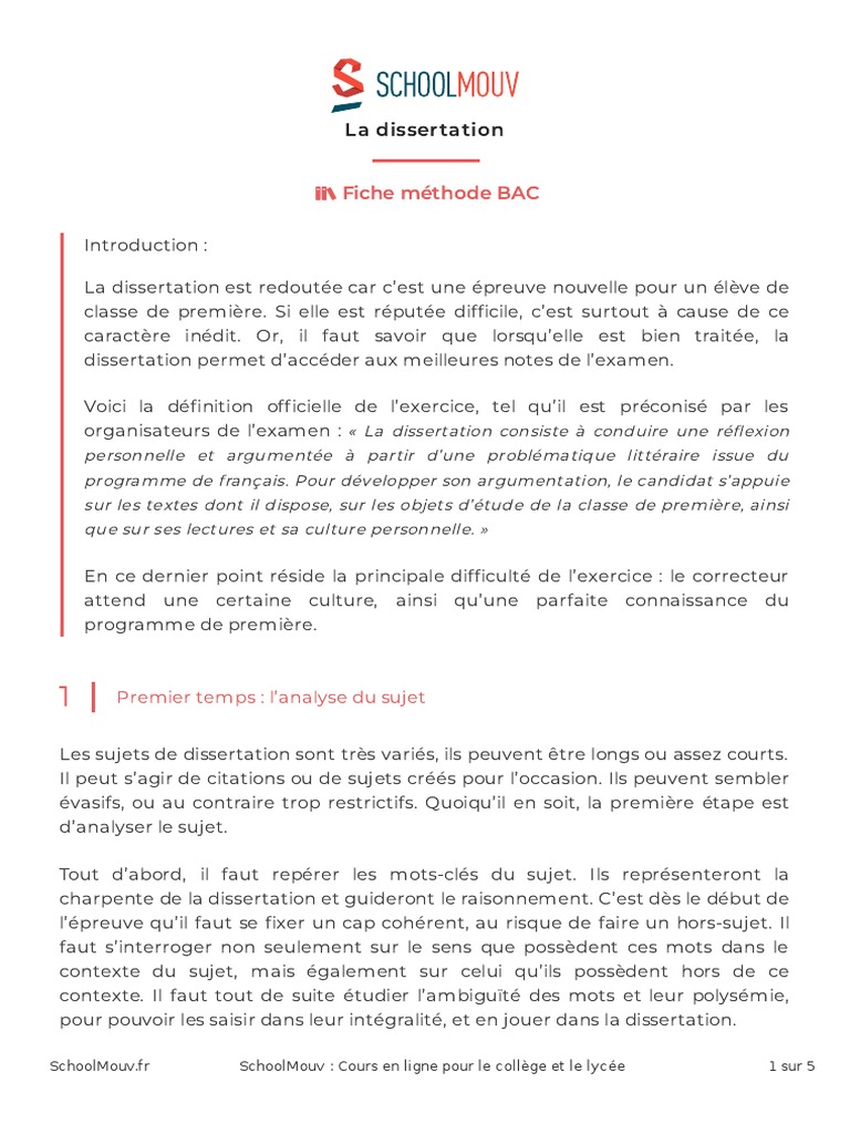 La Dissertation - Fiche Methode Bac | PDF | Guillemet | Impression
