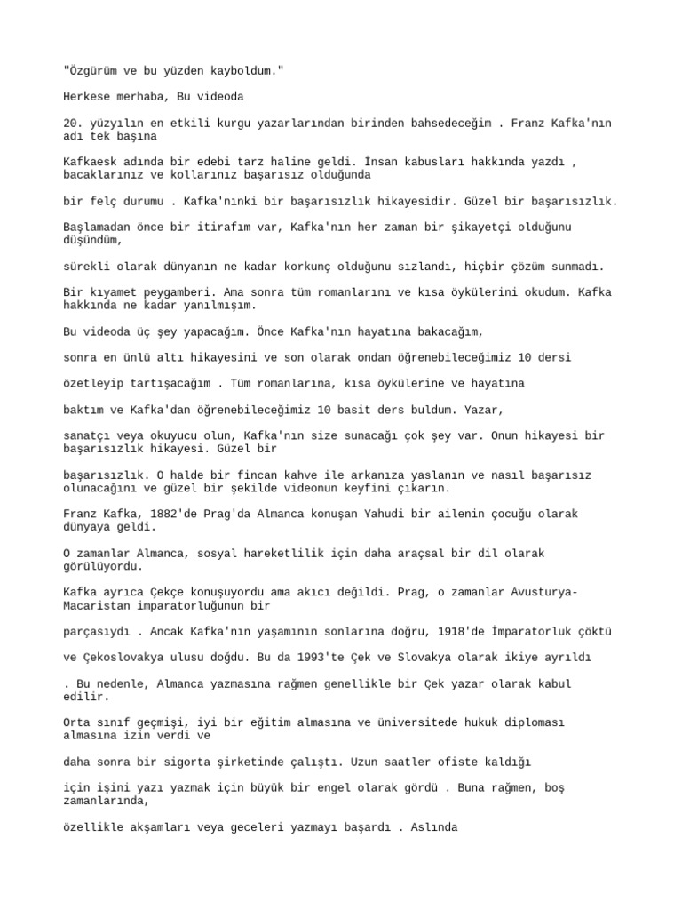 (Turkish) Kafka's Genius Philosophy (DownSub - Com) | PDF