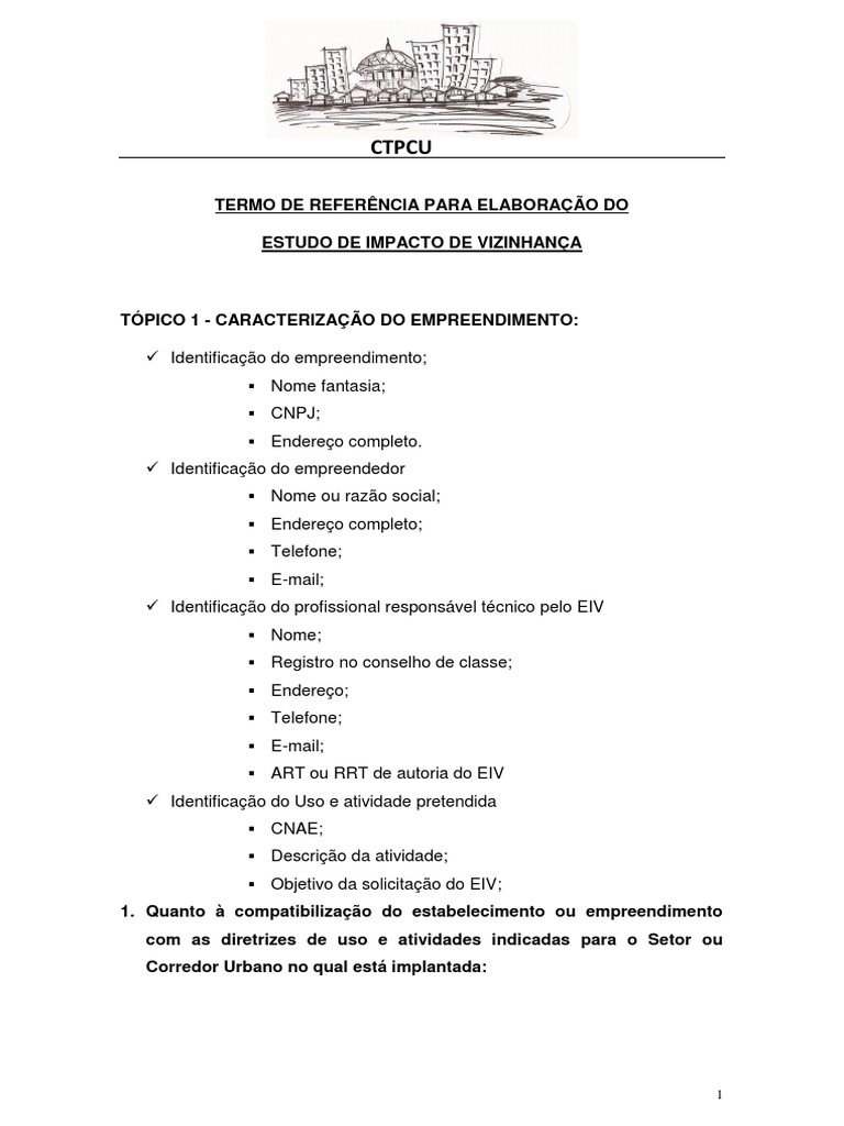 Termo de Referencia para Elaboracao Do Estudo de Impacto de Vizinhanca Final | PDF | Tráfego ...