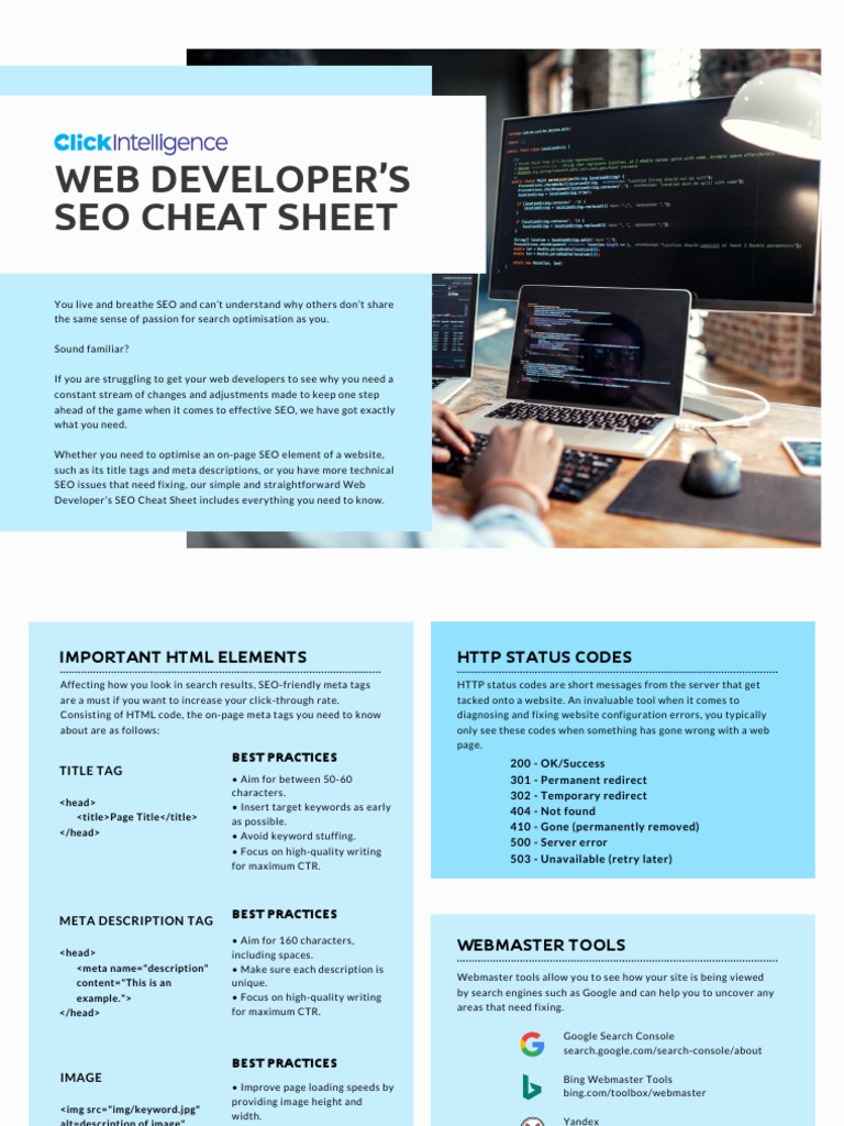 Web Developer SEO Cheat Sheet 2019 | PDF | Search Engine Optimization ...