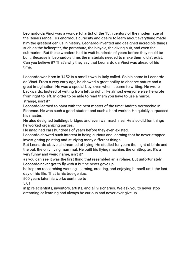 Leonardo da Vinci: The Original Renaissance Man - Ahead of His Time in ...