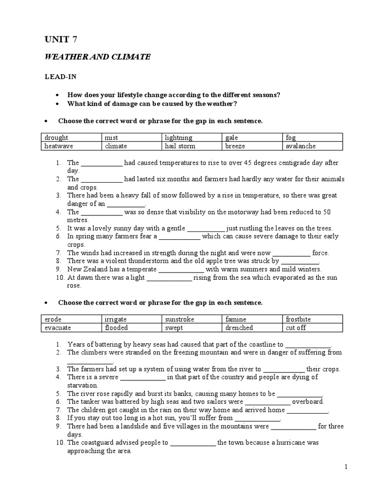 Unit 7 Fce Student's | PDF | Climate Change | Water