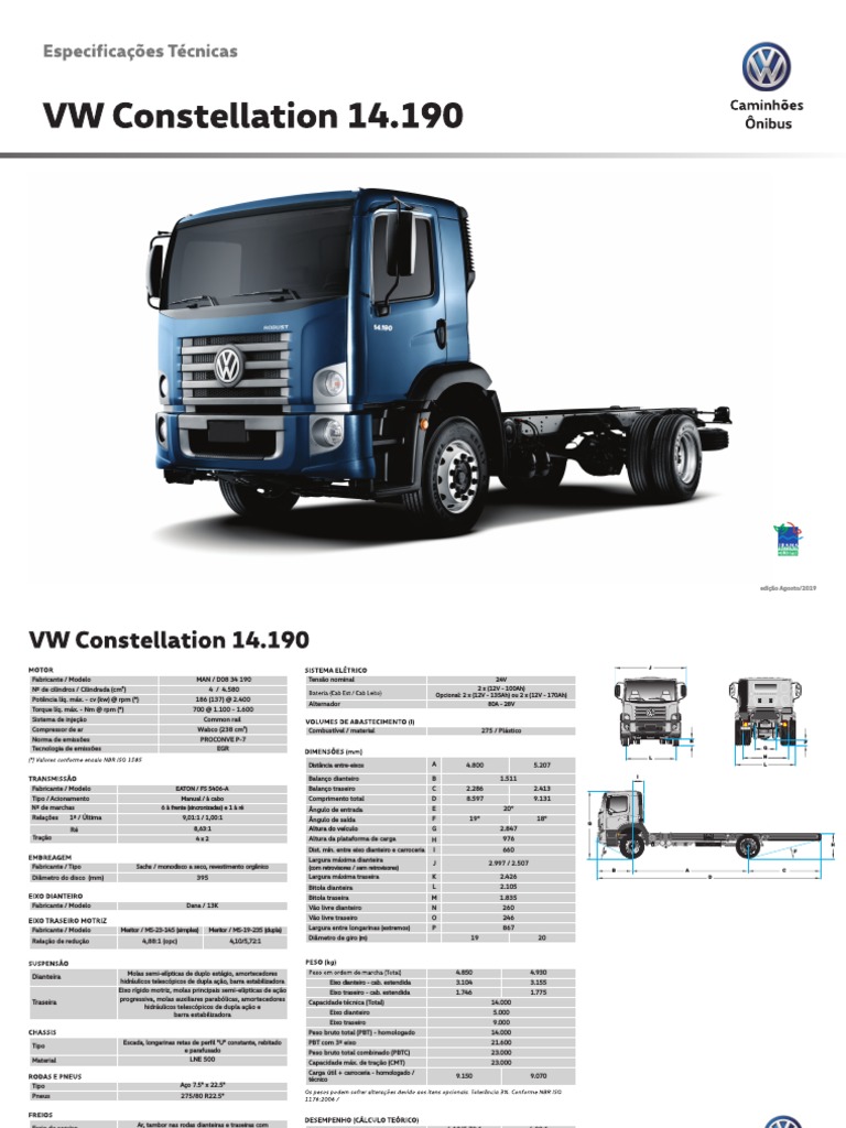 VW Constellation 14.190 | PDF | Eixo | Veículos