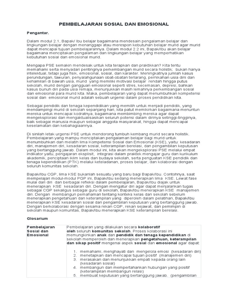 Pembelajaran Sosial Dan Emosional | PDF