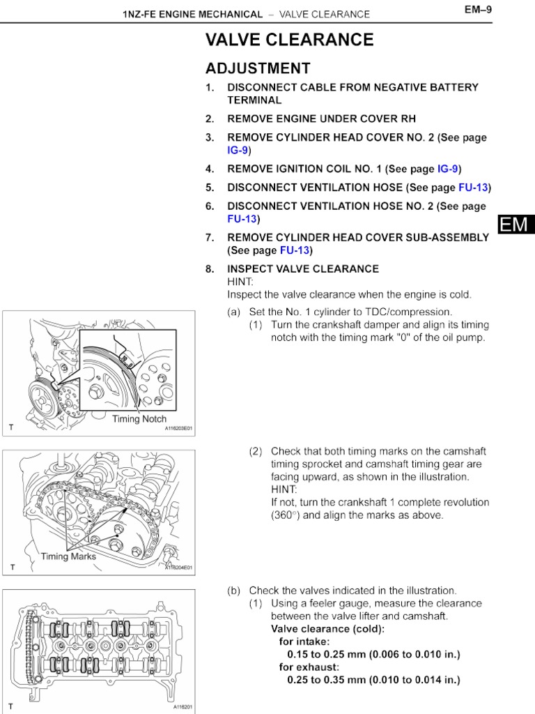Valve Clearance 1NZ-FE | PDF
