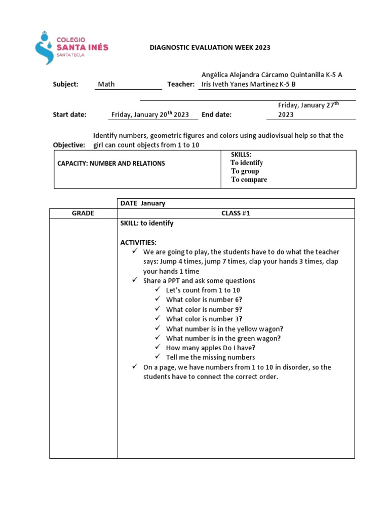 Diagnostic Week K5 2023 | PDF | Behavior Modification | Cognition