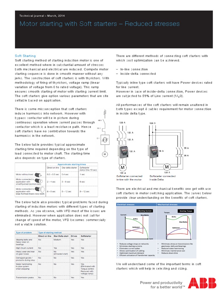 Motor Starting With Soft Starters - Reduced Stresses | Download Free ...