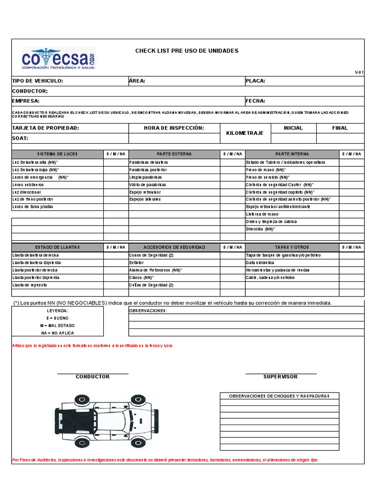 Check List Unidades Vehiculares | PDF | Vehículo de motor | Transporte