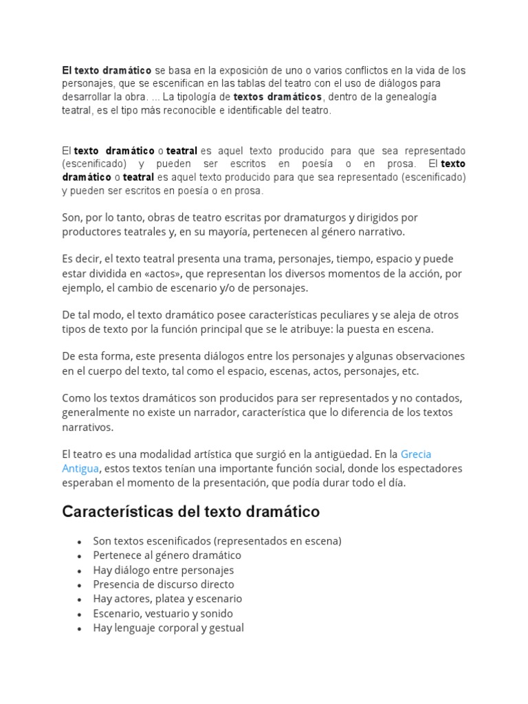 El Texto Dramático Tema 3 | PDF | Teatro | Entretenimiento