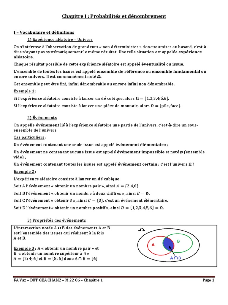 Probabilités et Dénombrement en Mathématiques | PDF