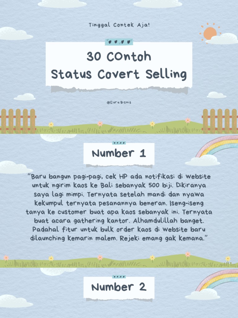 Tinggal Contek Aja! 30 Contoh Status Covert Selling | PDF