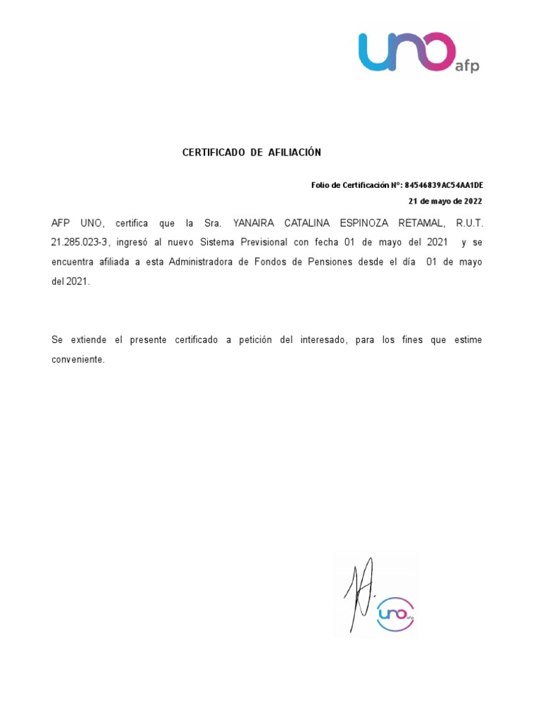 Certificado UNO | PDF