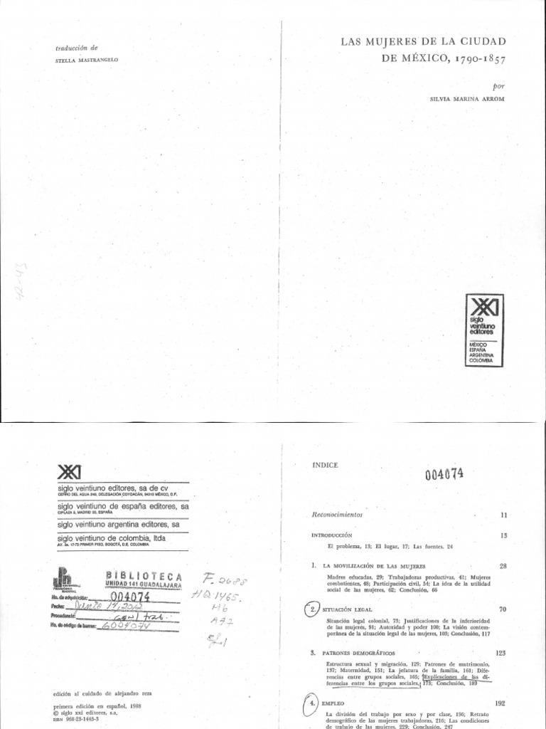 Las Mujeres de La Ciudad de México 1790-1857 | PDF
