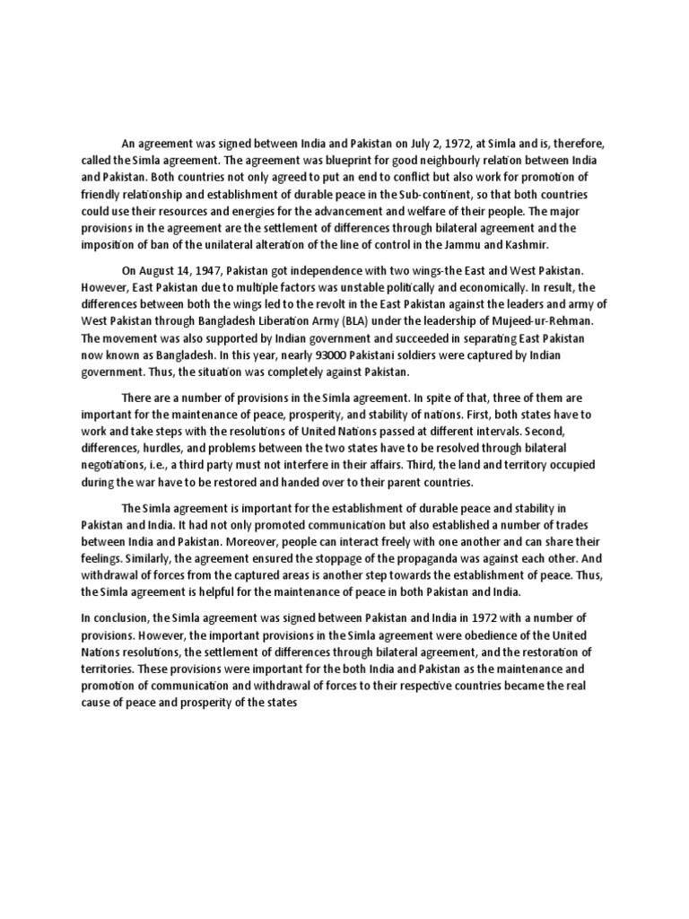 Simla Agreement 1972 | PDF | Pakistan | India–Pakistan Relations