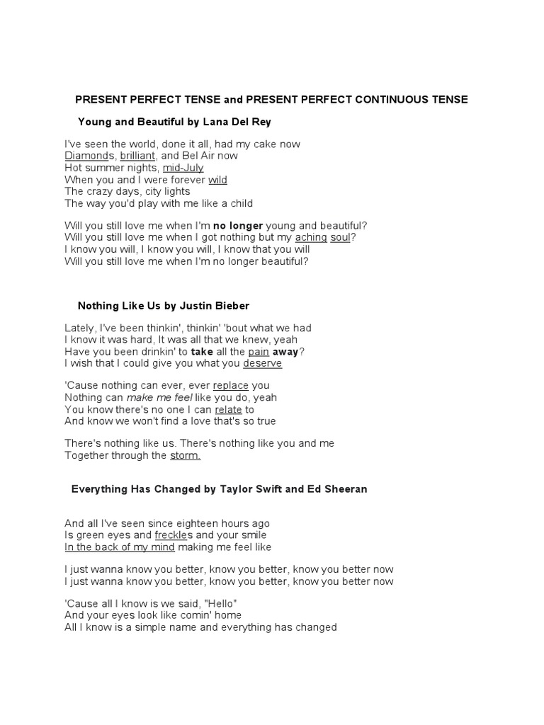 Present Perfect Tense | PDF | Pop Music