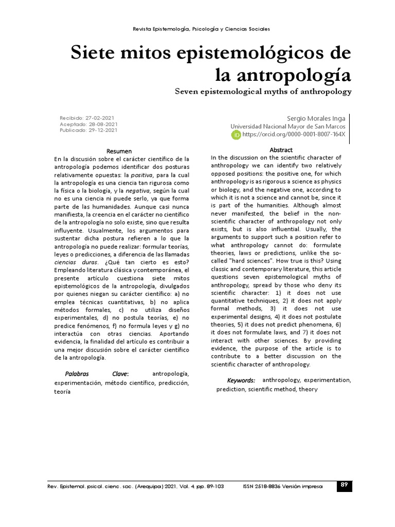 Siete Mitos Epistemologicos de La Antrop | PDF | Teoría | Science