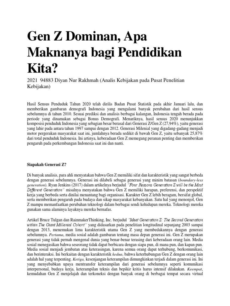 Gen Z Pendidikan | PDF