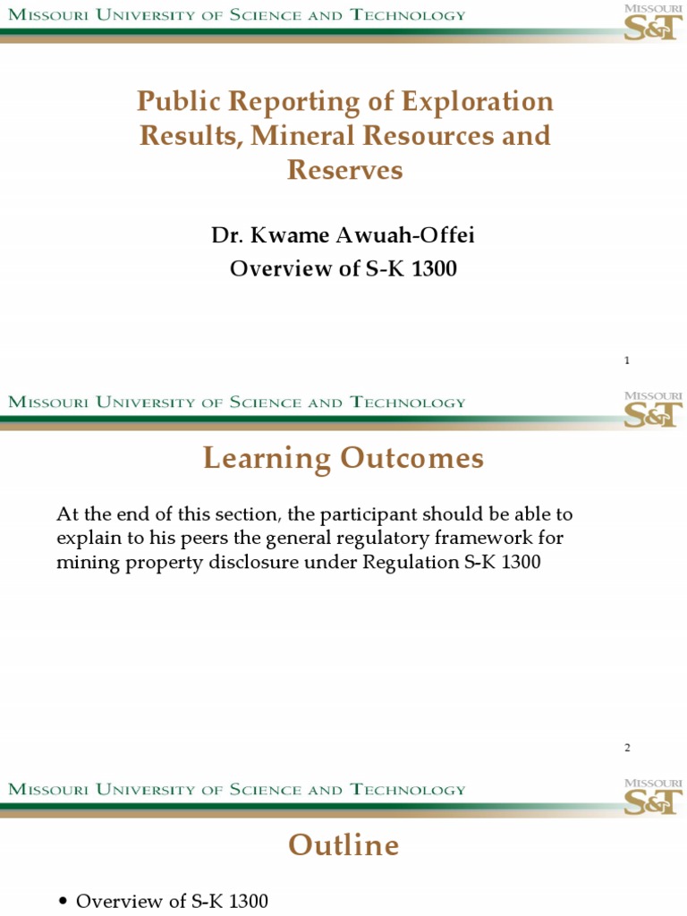 Informaci N Sobre La Normativa S K 1300 Muestreo y QAQC | PDF | Regulation S K | Mining