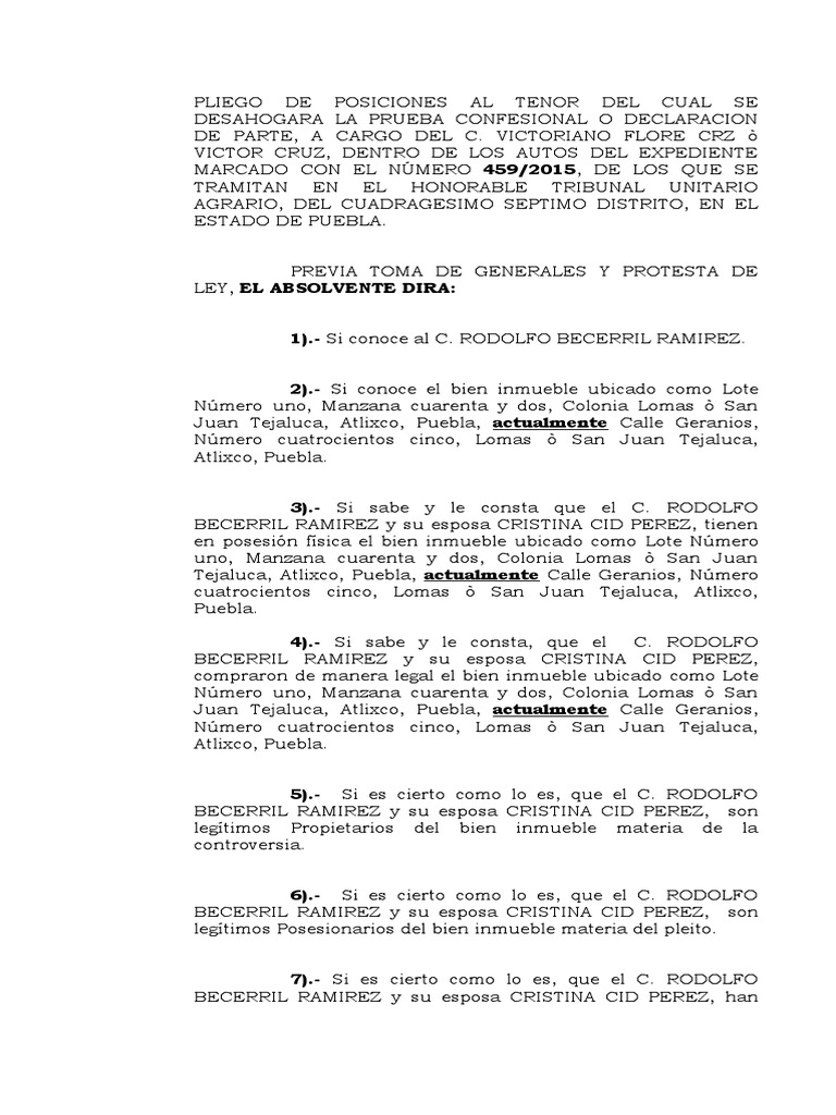 Pliego de Posiciones | PDF