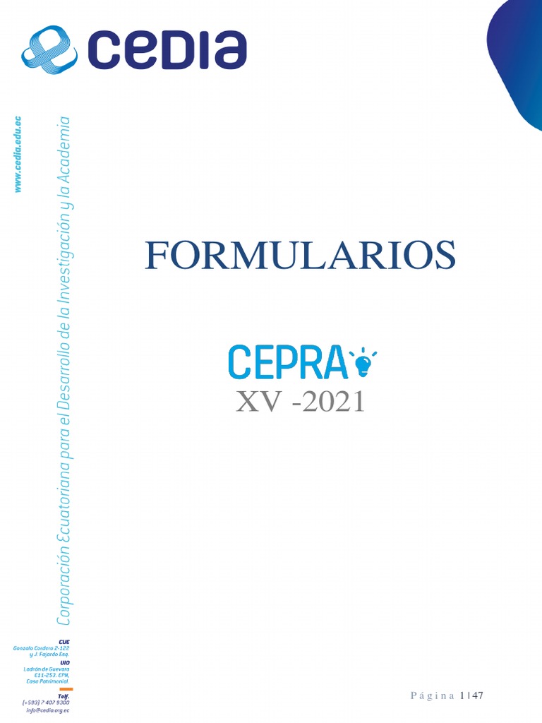 Formulario Cepra XV 171120-Sin Firmas | PDF | Almidón | El plastico