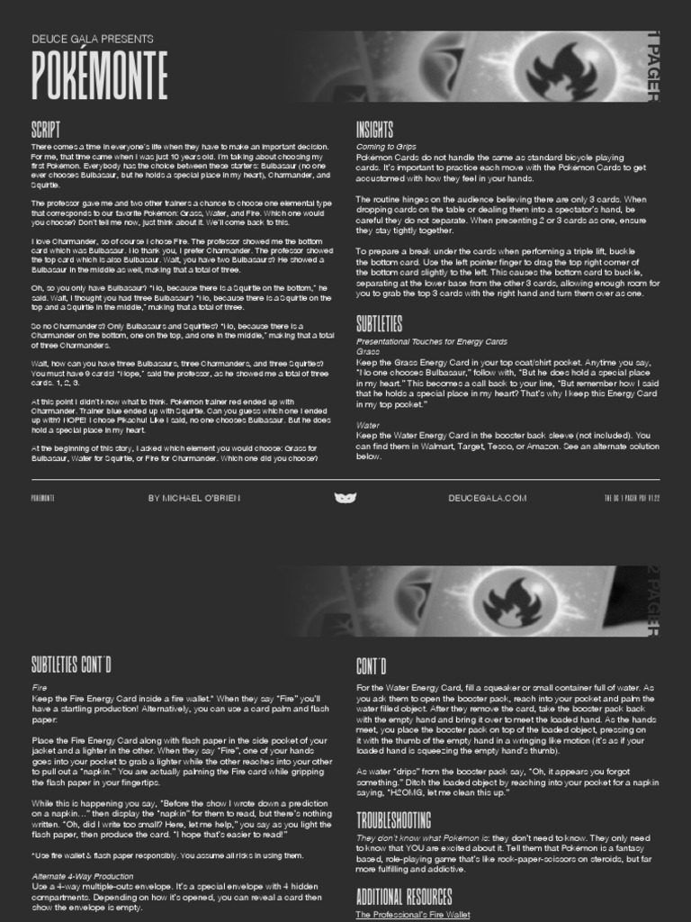 1 Pager - PokeMonte - Deuce Gala | Download Free PDF | Pokémon