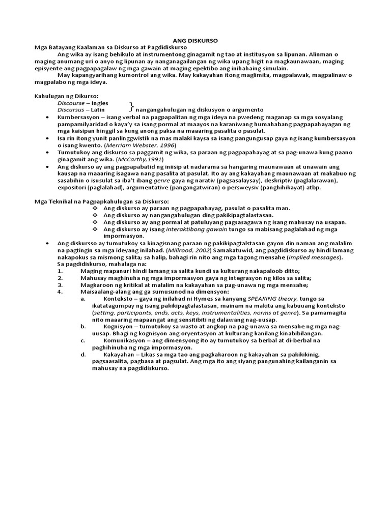Ang Diskurso | PDF