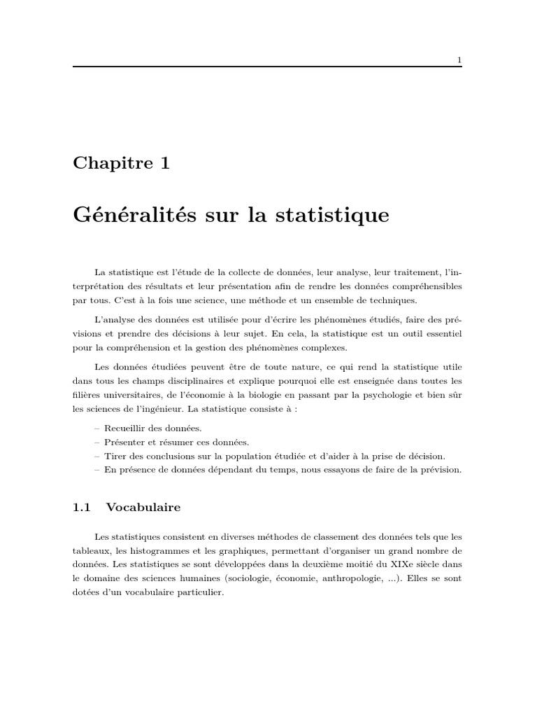 Introduction à la statistique et vocabulaire | PDF | Statistiques | Science