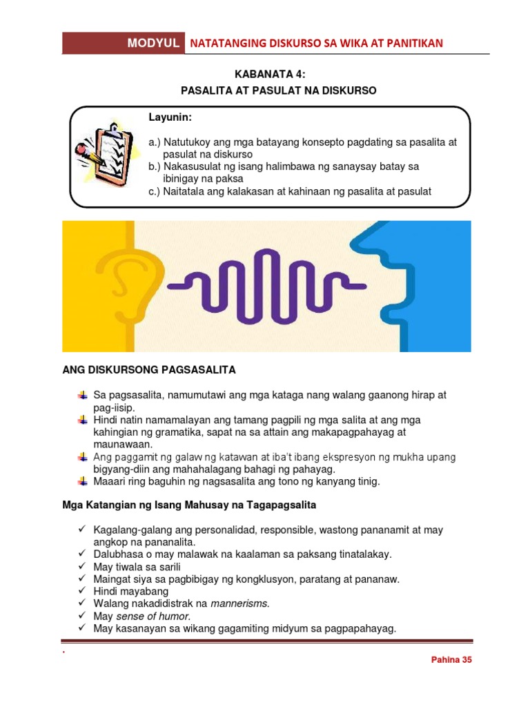 Kabanata 4 Pasalita at Pasulat Na Diskurso | PDF