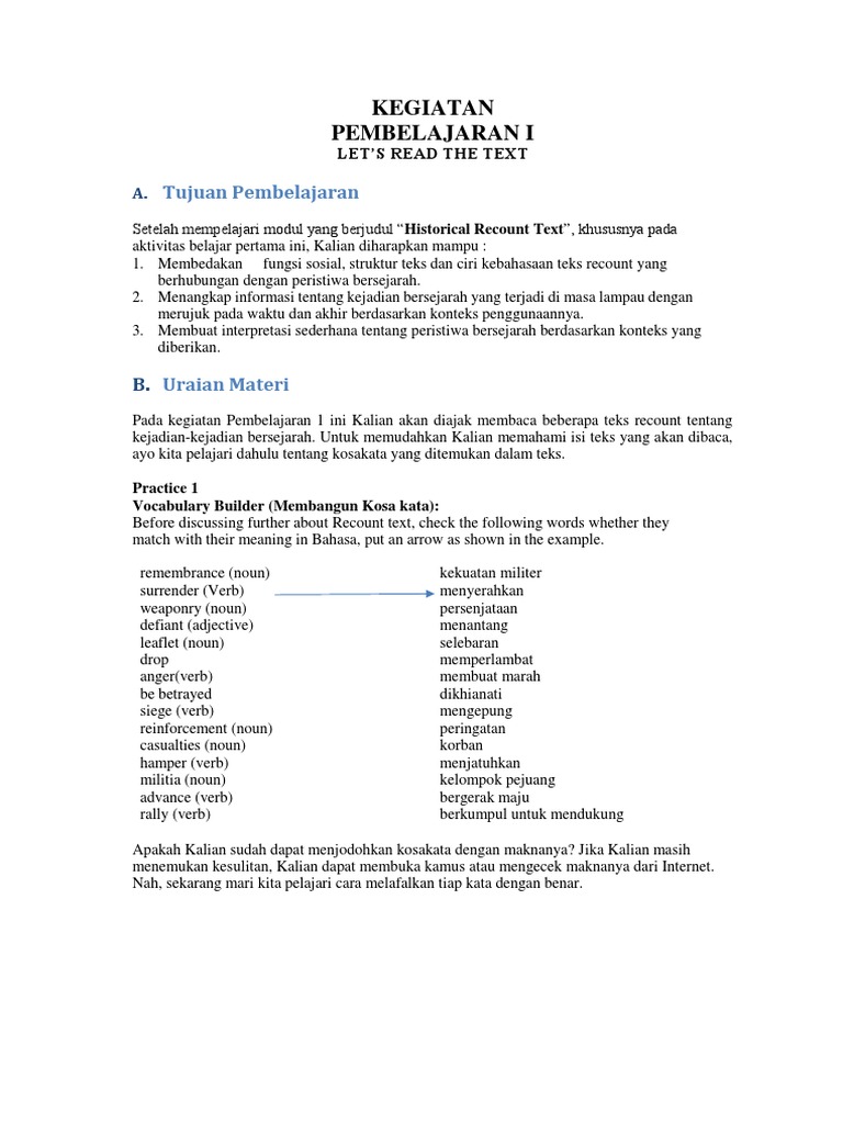 Recount Text (Activity 1) | PDF