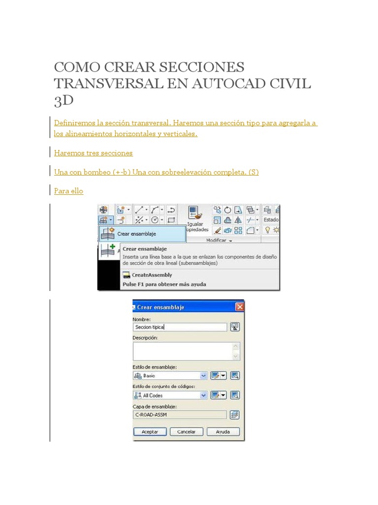 Cómo crear secciones transversales personalizadas en AutoCAD Civil 3D | PDF Cómo crear secciones transversales personalizadas en AutoCAD Civil 3D | PDF