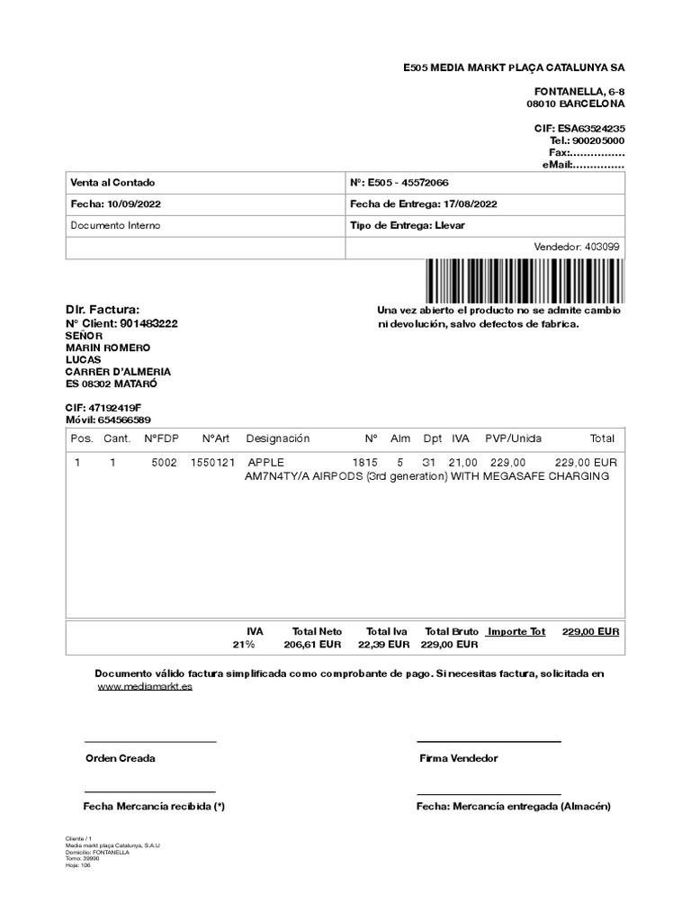 Comprovante Mediamarkt | PDF
