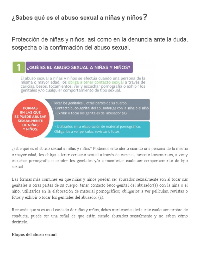 Sabes Qué Es El Abuso Sexual A Niñas y Niños | PDF | Abuso sexual ...