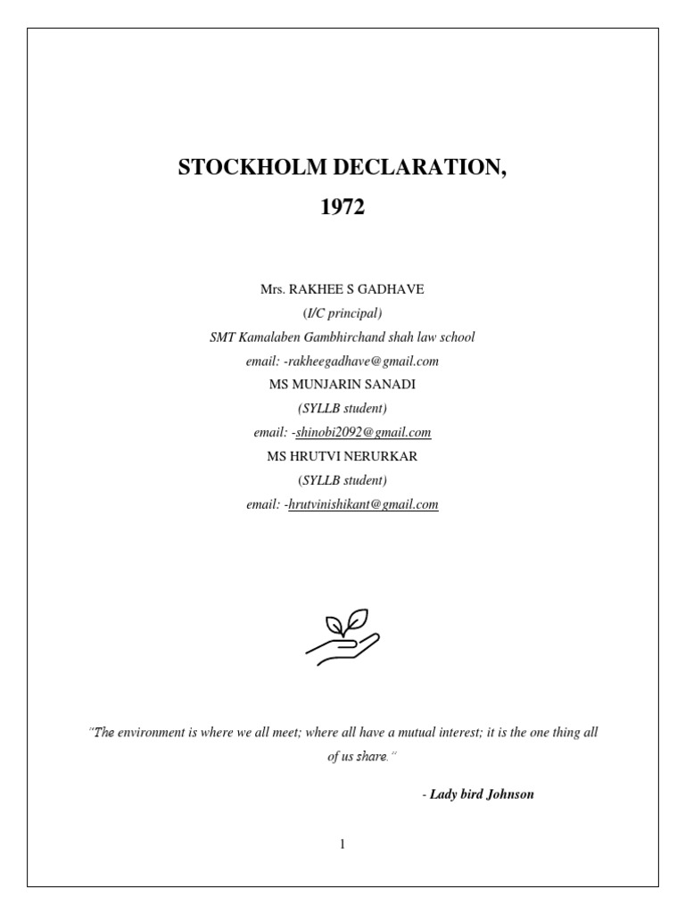 Research Paper-Stockholm Declaration 1972 | Download Free PDF ...