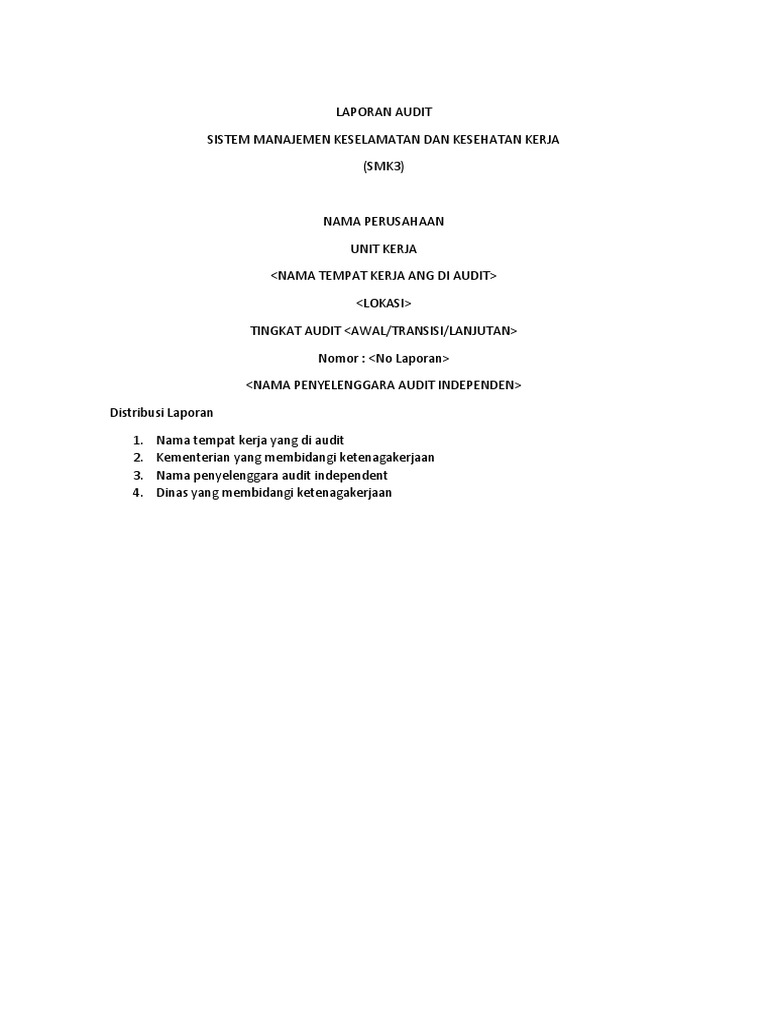MODUL Latihan - LAPORAN AUDIT SMK3 | PDF