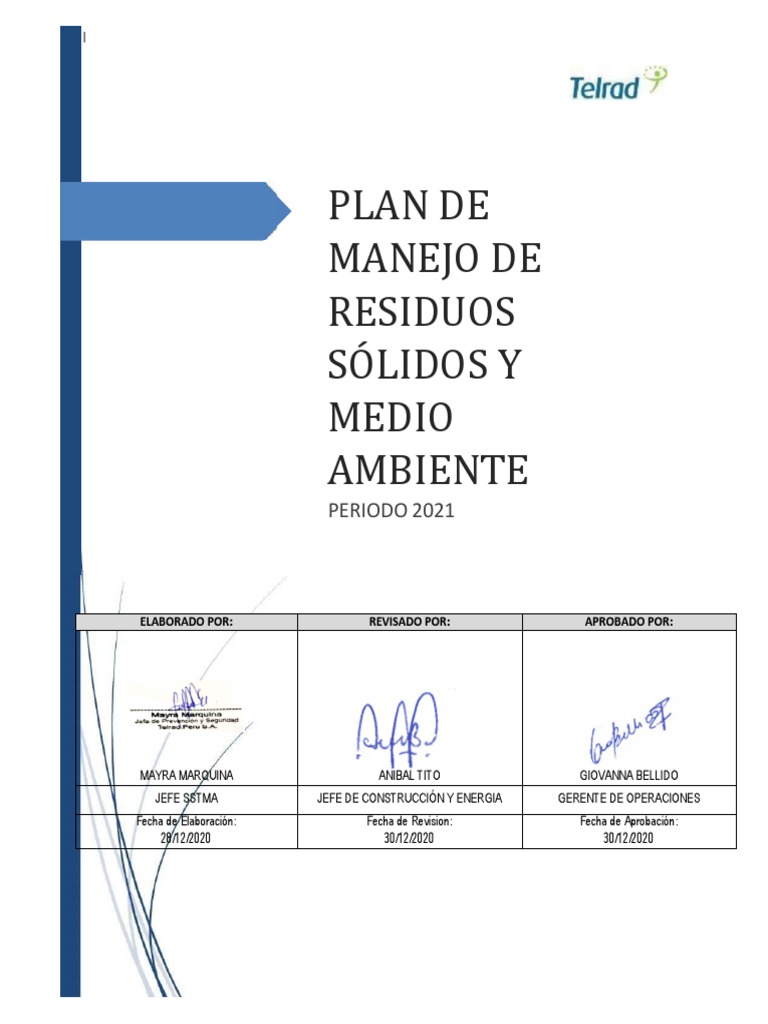 Plan de Manejo de Residuos Sólidos 2021 | PDF | Hormigón | Fundación (Ingeniería)