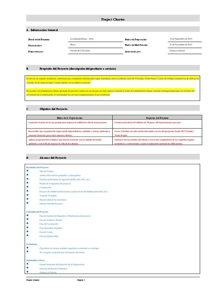 Acta de Constiucion - PY ALTOS DEL RIMAC - David More | PDF ...