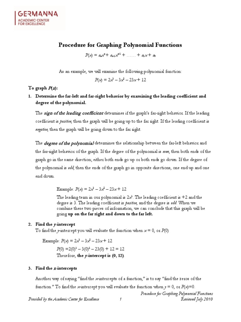 Graphing Polynomial Functions | PDF | Factorization | Zero Of A Function