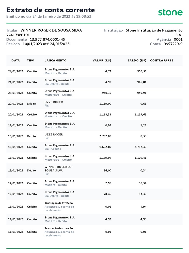 Extrato | PDF | Tecnologia bancária | Tecnologia financeira