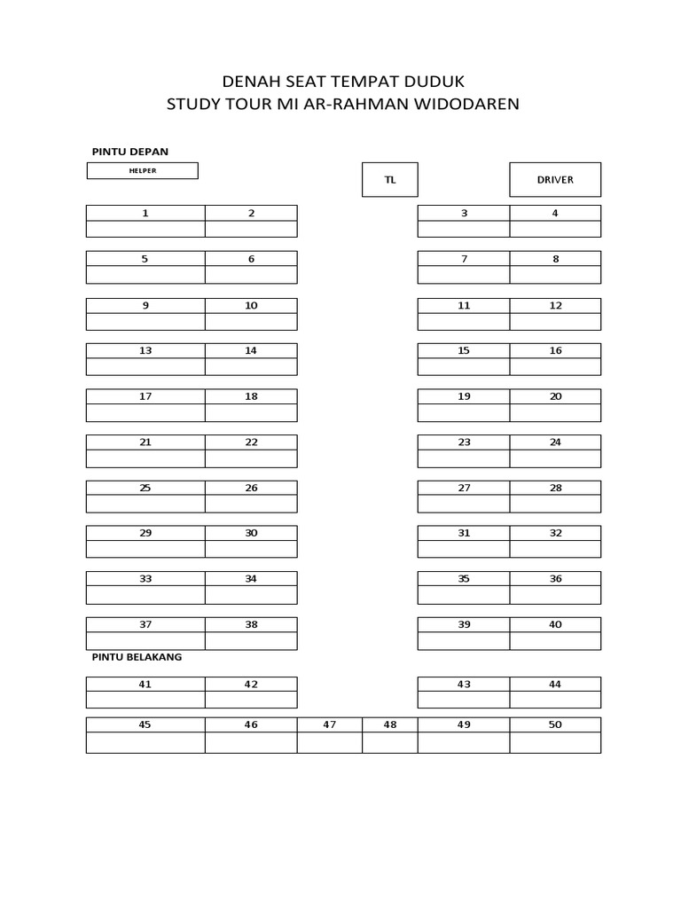 Denah Tempat Duduk Bus | PDF