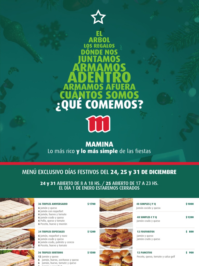 Menú Festivo Mamina: Días 24, 25 y 31 | PDF | Alimentos | Cocina de las ...