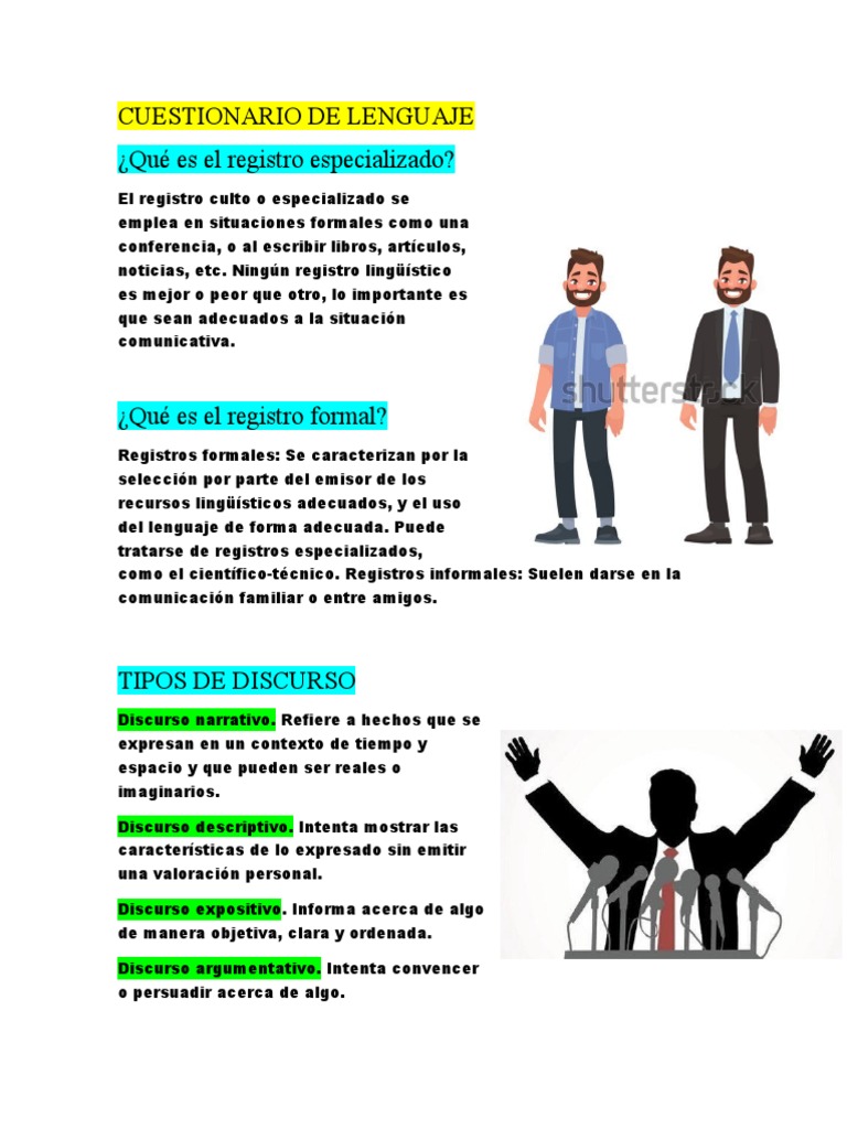 Cuestionario de Lenguaje | PDF | Cognición | Ciencia cognitiva