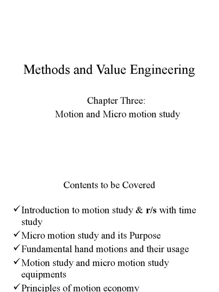 Chapter Three. Motion and Micro-Motion Study | PDF | Industrial Engineering | Business