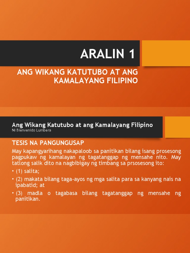 FILIPINOLOHIYA Aralin 1 Ang Wikang Katutubo at Kamalayang Filipino | PDF