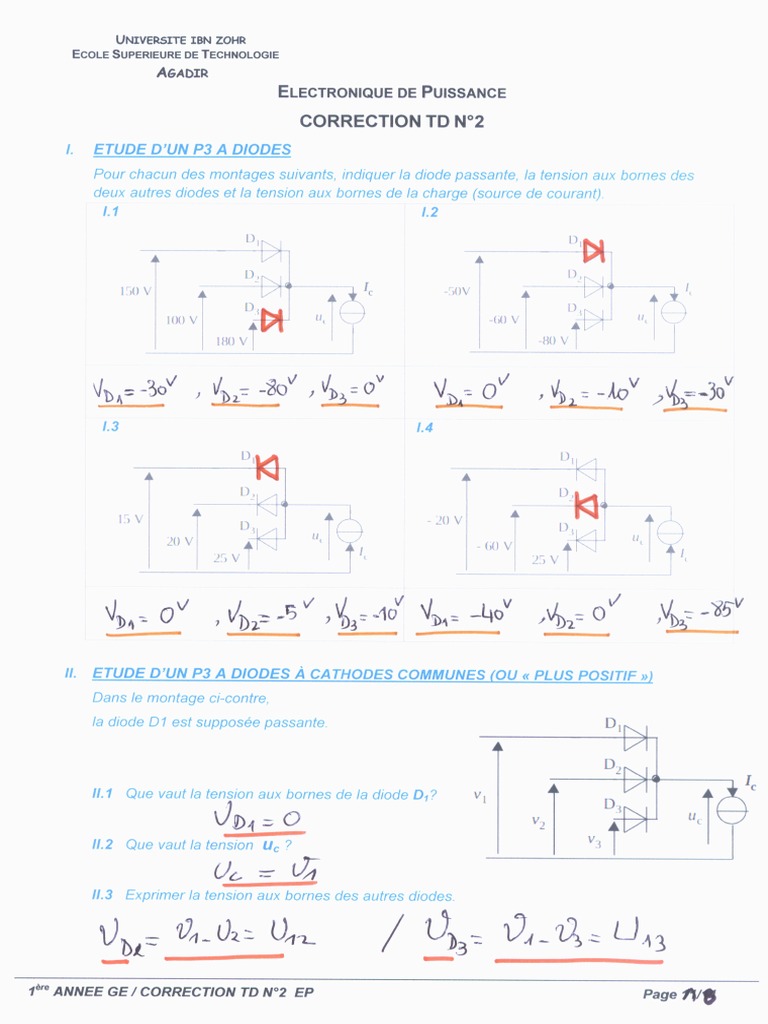 TD N°2-EQ PUISS - REDRESS TRI - Corrigé | PDF