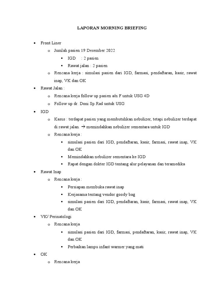 Laporan Morning Briefing | PDF